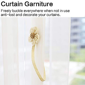 Lewondr Magnetic Window Curtain Rope Holdbacks, 2 Pieces Simple and Elegant Sunflower Decorative Knitted Cord Drapery Holder Curtain Tieback Accessories for Home Office Decor, Large - Cream&Beige