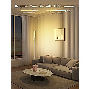 Govee RGBIC Floor Lamp, LED Corner Lamp with Wi-Fi App Control, Smart Floor Lamp with DIY Mode, 64+ Scenes, Music Sync, 1500 Lumens Modern Cylinder Standing Lamp for Bedroom, Living Room