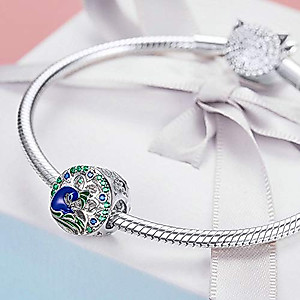 ABAOLALA Peacock Charm 925 Sterling Silver Bird Peacock Charm Birds Charms fit Many Other European Charm Bracelet (Peacock)
