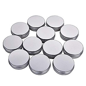 YQ 2 Oz Aluminum Tins Cans 28 Pack Round Storage Jars Containers Screw Lids Metal Tins Travel Tins Cosmetic Refillable Containers(Silver)