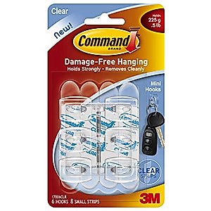 Command Strips 17006CLR Clear Mini Command Hooks 6 Count