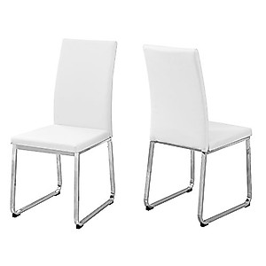 Monarch Specialties I Two Chairs, 28"L x 28"D x 38"H, White/Chrome