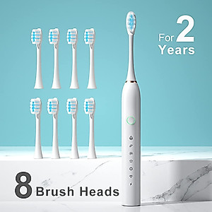 Lukern 2 Pack Clean Toothbrush for Adult Soft Toothbrushes Standard Size with 8 Brush Heads Travel Use White+Black