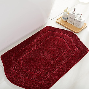 COSY HOMEER Extra Thick Bath Rugs for Bathroom - Anti-Slip Bath Linen Sets Mats Soft Plush Yarn Shaggy 100% Strong Polyester Living Room Bedroom Water Absorbent(Red,17x27 - Inches)