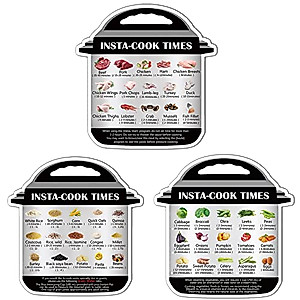 Magnetic Cheat Sheet for Instant Pot Decals Instapot Colored Textual Description and Food Images Cooking Times, 3 Pieces