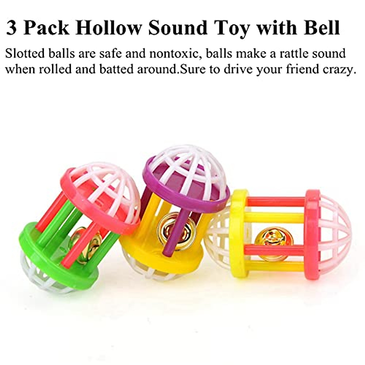 HAICHEN TEC 11 Pack Ferret Toys Set - Mylar Crinkle Balls Hollow Sound Toy with Bell Interactive Exercise Scratch Play Chasing Chewing Toys Random Color for Indoor Pet Ferret Cat Kittens (11 Pack)