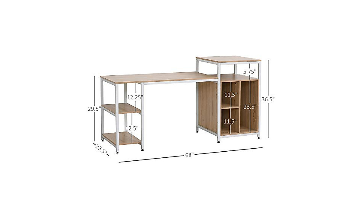 HOMCOM 68 Inch Office Desk with Spacious Storage