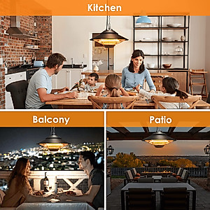 ZIPEAK Outdoor Heater - Hanging Patio Heater - Outdoor heaters for patios - 1500W Electric Heater with Remote, IP65 Waterproof Infrared heater for Indoor and Outdoor Use (Black GS)