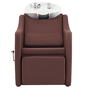 BarberPub Shampoo Barber Classic Chair, Ceramic Shampoo Bowl Sink Chair Station for Spa Beauty Salon 9090