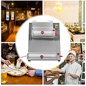 Commercial Pizza Dough Roller Sheeter, 3-15 Inch Electric Automatic Pizza Press, Stainless Steel Adjustable Thickness Dough Machine for Bakeries, Pizzerias, Restaurants, Kitchens