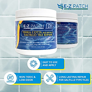 E-Z Patch 13 Saltillo Tile Repair Kit - DIY TerraCotta Tile Filler - (Red-Brown, 1 Pound)