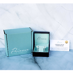 1/4 Carat Diamond Huggie Hoop Earrings for Women in 14k White Gold (F-G, SI2-I1, cttw) with Hinge and Notched Post by Privosa Fine Jewelry