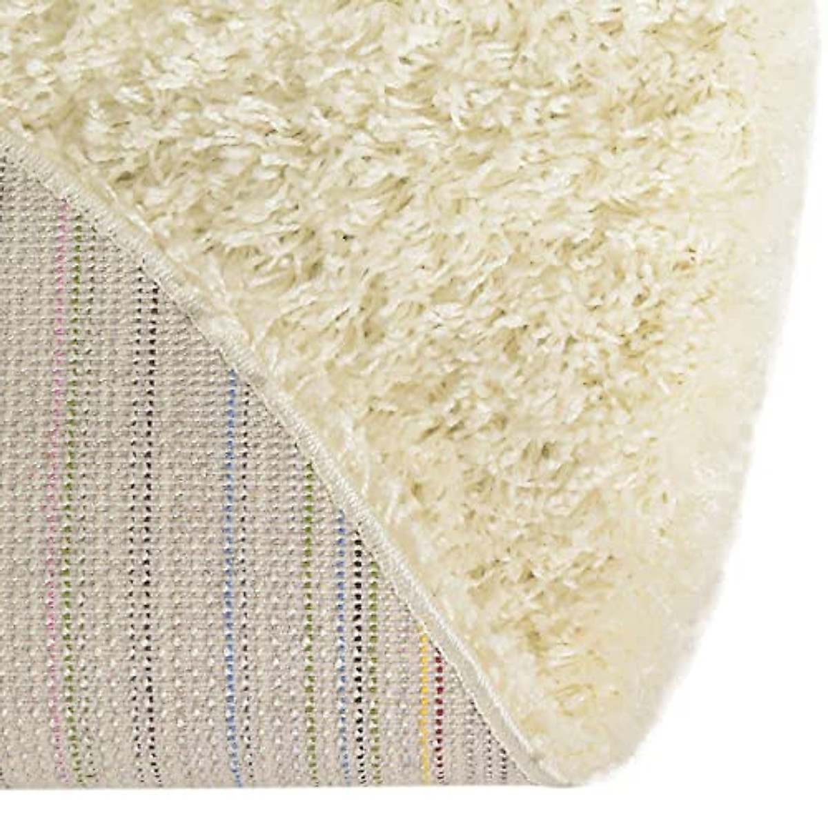 Rugs.com - Über Cozy Solid Shag Collection Rug – 4 Ft Round Snow White Shag Rug Perfect for Kitchens, Dining Rooms