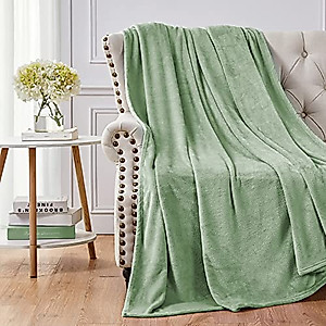 Walensee Fleece Blanket Plush Throw Fuzzy Lightweight (Throw Size 50x60 Sage Green) Super Soft Microfiber Flannel Blankets for Couch, Bed, Sofa Luxurious Warm and Cozy for All Seasons