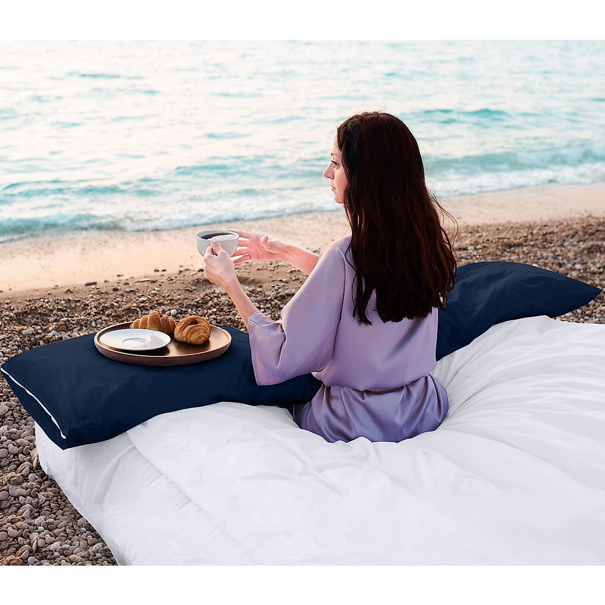 Utopia Bedding Waterproof Pillow Protectors Zippered (2 Pack, Navy) Queen Size, Zippered Pillowcases, Bed Bug Proof Pillow Encasement Covers 20 x 28 Inches