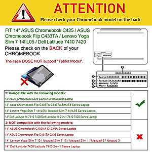 Fintie Sleeve Case for 14" ASUS Chromebook Flip C433TA / ASUS Chromebook C425 / Lenovo Yoga Slim 7 14IIL05 / Dell Latitude 7410 7420 - Premium PU Leather Portfolio Book Cover, Black