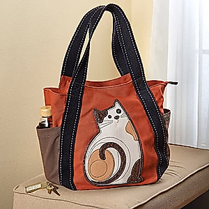 Chala Carryall Zip Tote, Lazzy Cat, Orange