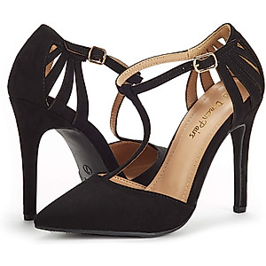 DREAM PAIRS Womens Oppointed-Lacey Fashion Dress High Heel Pointed Toe Wedding Shoes, Black Nubuck - 9.5 (Stiletto, Pumps)