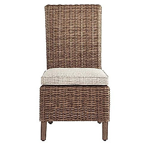 Signature Design by Ashley Beachcroft Outdoor Wicker Dining Chair Set, 2 Count, Beige