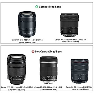 JJC Reversible Lens Hood Shade Protector EW-73D Replacement for Canon EF-S 18-135mm F3.5-5.6 is USM (Fits 18-135mm USM Only) & for Canon RF 24-105mm F4-7.1 is STM Lens