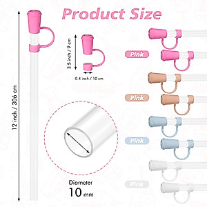 8 Straws with Cover Cap for Stanley Tumbler Replacement - Reusable Straw with Stopper Tips, Perfect for Stanley Cup with Handle H2.0, 14, 20, 30, 40oz Accessories (D_8 Clear Straws + 8 Tumbler Covers)