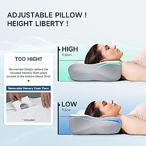 zibroges Cervical Pillow, Memory Foam Pillow for Neck Head Shoulder Pain Relief Sleeping Supports Your Head, Cooling Ergonomic Orthopedic Contoured Neck Bed Pillow for Side, Back,Stomach Sleepers
