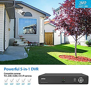 JouSecu 1080P 8CH Wired Home Security Camera System HD 5-in-1 Video DVR Recorder with 4X HD 2MP Weatherproof CCTV Cameras, Motion Alert, Remote Access