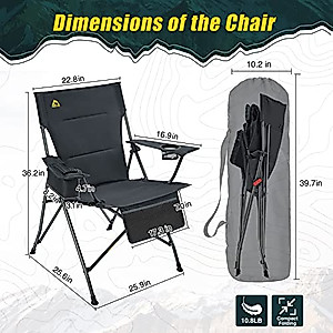 KINGS TREK Camping Chair Heated Foldable, Lightweight for Adult with Cooler, USB Heating Chair for Outdoor, Camping, Hiking, Sports(5V 2A Battery Pack Required)