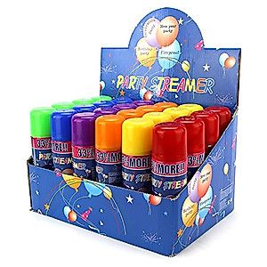 24 Pack of Party Streamer Spray String in a Can Children's Kid's Party Supplies, Perfect for Parties/Events