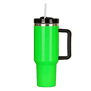 40 oz Tumbler with Handle and Straw Lid, Insulated Cup Reusable Stainless Steel Water Bottle, Double Wall Spill Proof, Travel Mug, Green