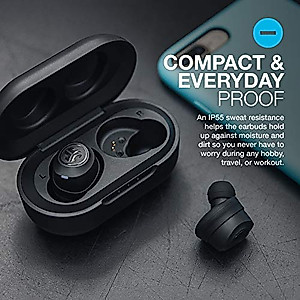 JLab JBuds Air True Wireless Signature Bluetooth Earbuds + Charging Case - Black - IP55 Sweat Resistance - Bluetooth 5.0 Connection - 3 EQ Sound Settings Signature, Balanced, Bass Boost