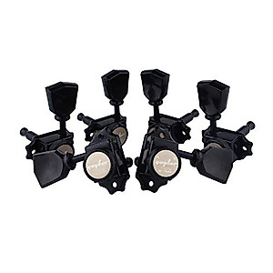 Guyker Locking Guitar Machine Heads (3R + 3L) – 1:15 Ratio Lock String Vintage Deluxe Tuning Key Pegs Tuners Set Replacement for Electric, Acoustic or Folk Guitars - Black Handle