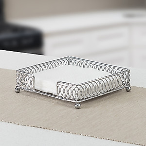 Home Basics Chrome Plated Steel Infinity Collection Flat Napkin Holder Organizing Stand, Elegant Design, Silver Chrome
