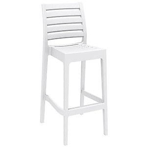 Pemberly Row 29.5" Outdoor Stackable Resin Bar Stool in White - Set of 2