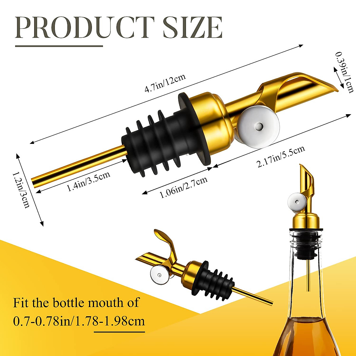 Blavvennt 2 Pack Pour Spouts Weighted Stainless Steel Liquor Bottle Pourers Liquor Pour Spout, Bottle Pourers for Alcohol, Liquor, Oil, Wine, Vinegar Bottles