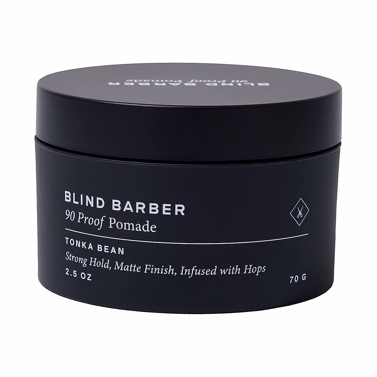 Blind Barber 90 Proof Hair Pomade for Men - Strong Hold, Natural Finish - Water-Based Pomade for Men with Hops & Tonka Bean - Free of Greasy Oils, Easy to Use Matte Pomade - (2.5 Oz)