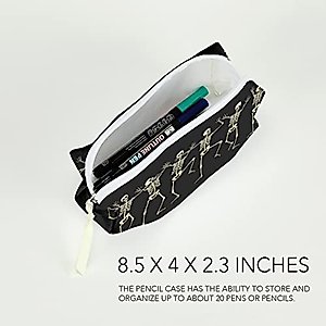 Bag Pen Case Pouch Box Organizer for Teen Girls Boys School Students Men Women Waterproof Zipper Pouch for Office Supplies Makeup, Funny Halloween Skeleton Decor