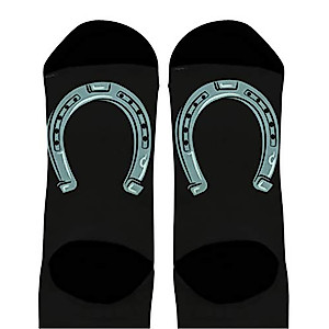 Lucky Socks Horse Legs & Horseshoe Socks Horse Lover Gifts for Equestrians 1-Pair Novelty Crew Socks