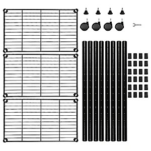 YRLLENSDAN 3 Tier Shelf, Small Closet Shelving Adjustable Shelving Unit Kitchen Storage Shelves with Wheels, Heavy Duty Steel Organizer Wire Rack, Black (32" H x 23" W x 13" D)
