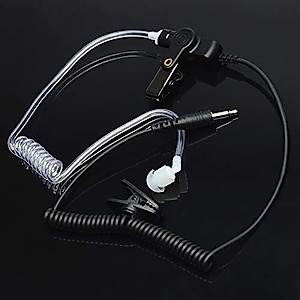 HYS Receiver/Listen ONLY Surveillance 3.5mm Headset Earpiece with Clear Acoustic Coil Tube Earbud for Two-Way Radios, Transceivers and Radio Speaker Mics Jacks