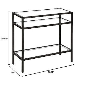 Henn&Hart 24" Wide Rectangular Side Table in Blackened Bronze, Table for Living Room, Bedroom