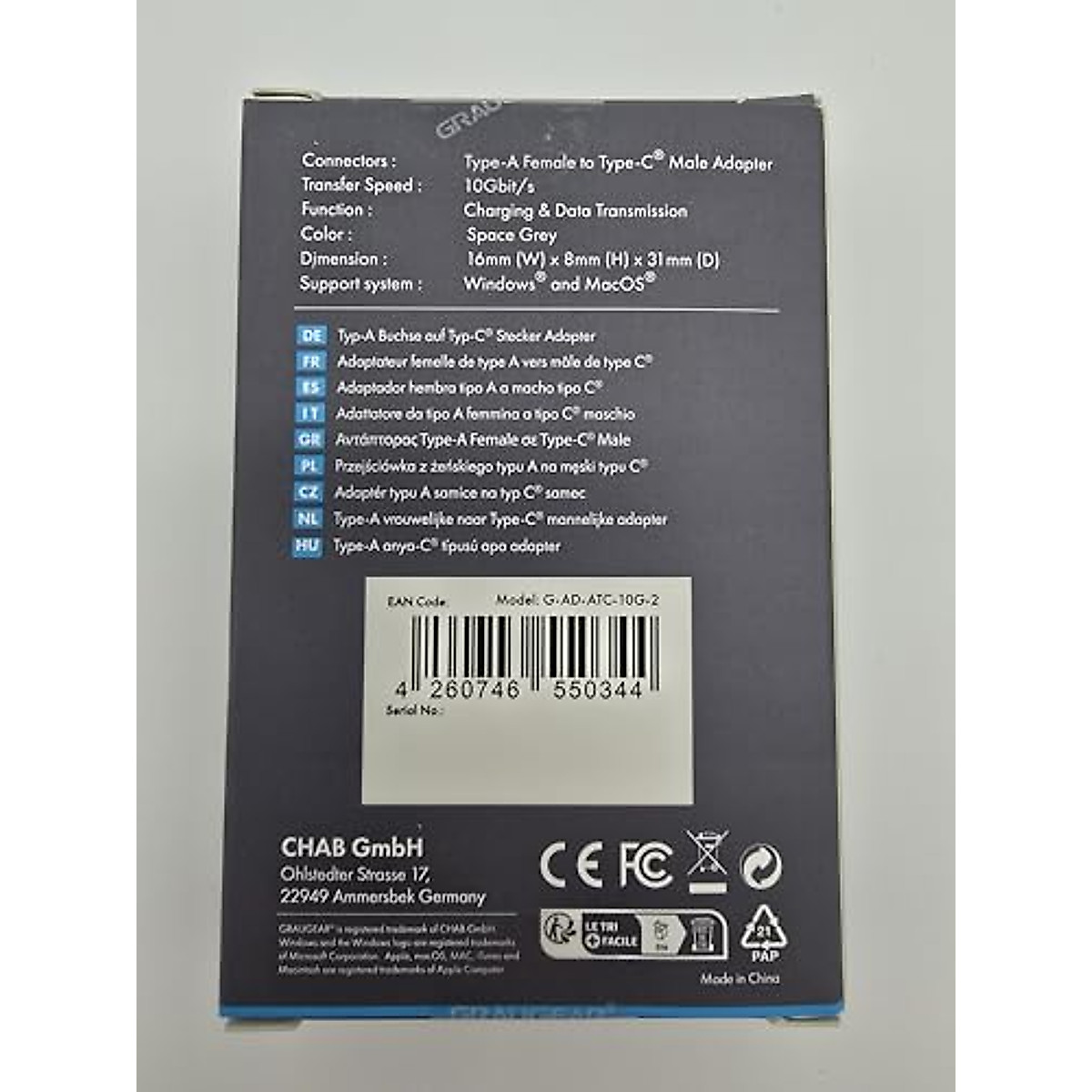 GRAUGEAR USB C to USB Adapter Pack of 2, 10Gbps Data Transfer, USB C Male to USB A Female Adapter 10Gbps, Compatible with PC, Laptop, MacBook, iPhone, iPad, Apple Watch, USB Charger, Type C Devices