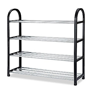 4-tier Shoe Rack,Resin and Metal Footwear Organizer,Rugged,Space-saving,Easy to Assemble,Multi-purpose Shoe Rack,Hold 10-pair Shoes,Support Boots,for Entryway,Bedroom,Porch