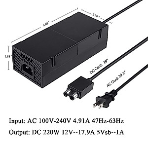YZGame Xbox One Console Power Supply Brick AC Adapter Charger, US Version (Not for XBOX ONE S/X Console)