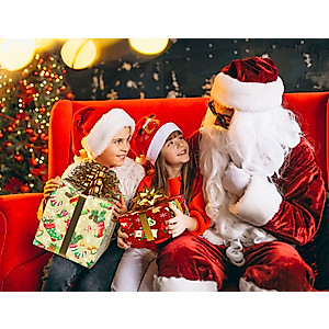 ZINTBIAL Christmas Wrapping Paper for Kids Boys Girls Baby Men Women - Wrapping Paper Christmas Bundle Include White Santa, Green Stockings, Red Truck and Woodland - 29 x 42 Inches per Sheet (4 Jumbo Sheets) - Recyclable, Easy to Store,Not Rolled