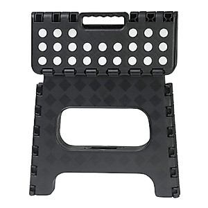 Ben&Jonah WithinReach Collection EZ Store Folding Step Stool (11" H) - Black with White Polka Dots