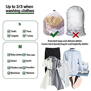 Mesh Wash Bags Laundry Bags, Mesh Laundry Bag, Travel Laundry Bags, College Laundry Bag, Drawstring Design Wash Bags for Blouse, Baby Clothes, Underwear, Dirty Clothes Package(30x40/40x50cm)
