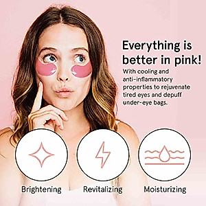 Award Winning Under Eye Mask (Pink, 48 Pairs) Reduce Dark Circles, Puffy Eyes, Undereye Bags, Wrinkles - Gel Under Eye Patches, Vegan Cruelty-Free Self Care by grace and stella
