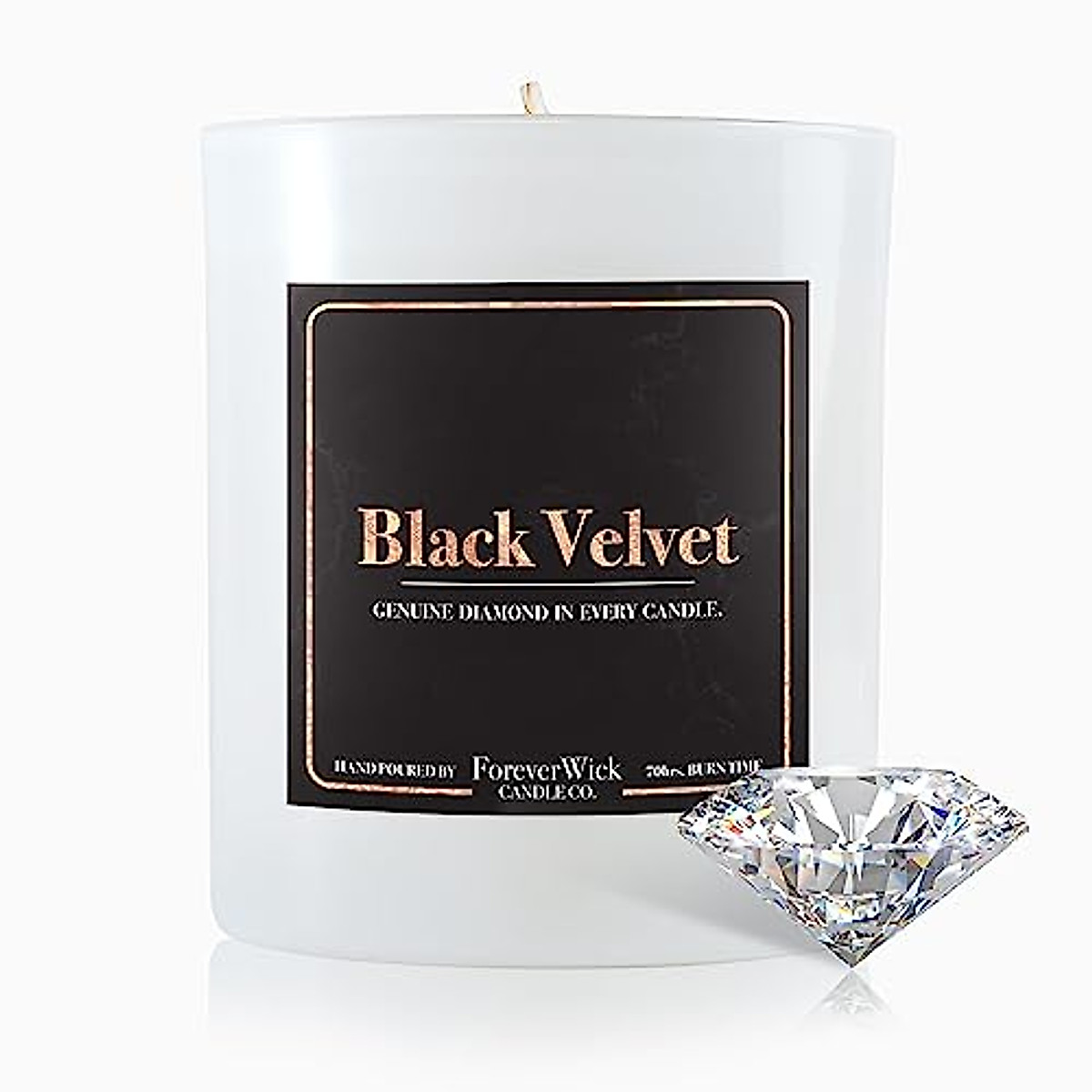 Foreverwick Black Velvet Majestic Moss Surprise Soy Wax Candle with Diamond Inside 14Oz Jar, Large Candles, Scented, Gift Women, Glass, Large Size, Double Pour Inspired, 70 Hours
