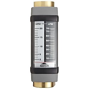Hedland H705B-010 Flowmeter, Brass, For Use With Water, 1 - 10 gpm Flow Range, 3/4" NPT Female